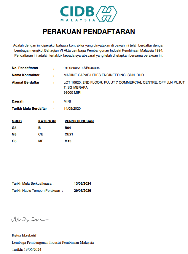 License & Certificate – MARCAPE